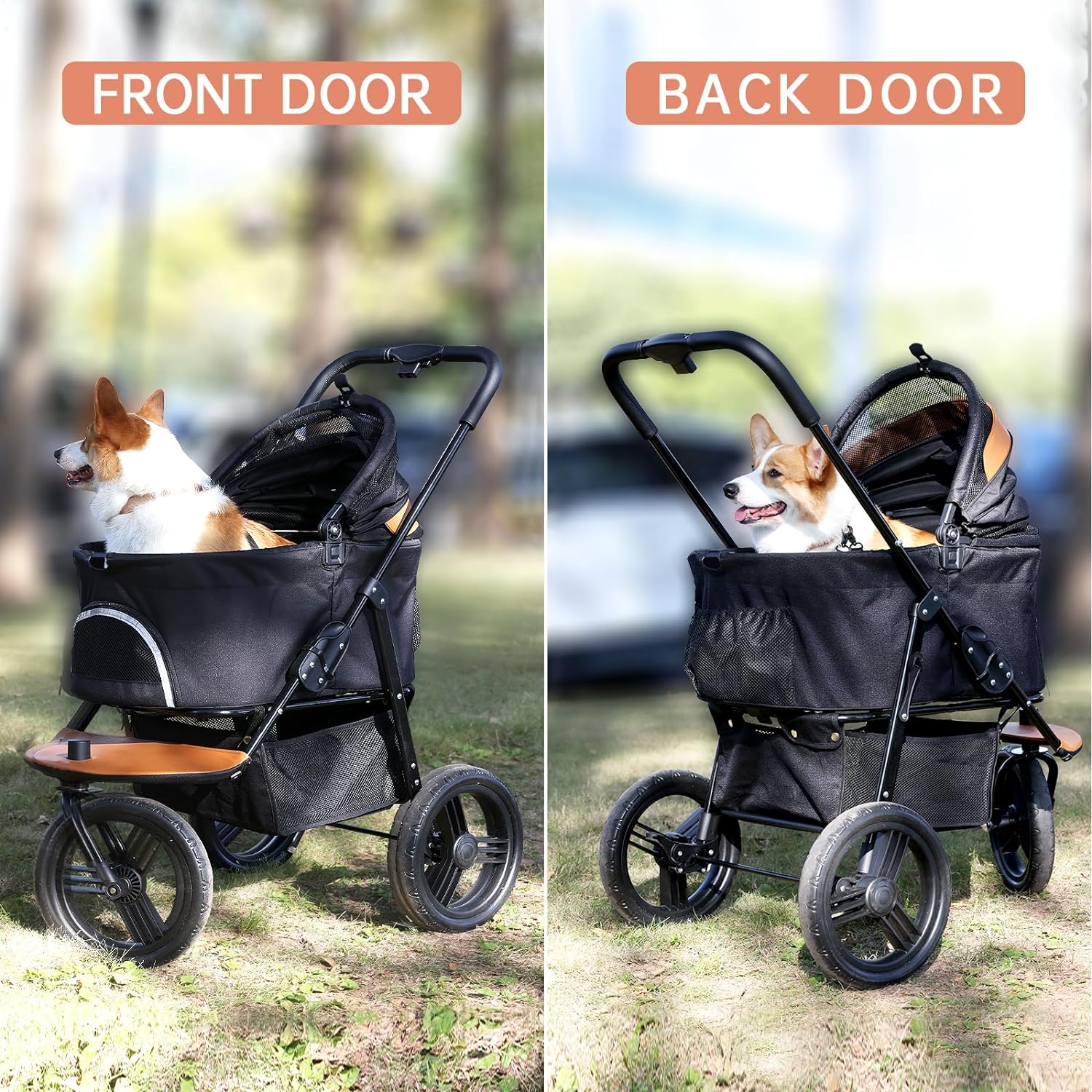 Dog Stroller for Medium Small Dogs, 3in1 Pet Stroller Zipperless...